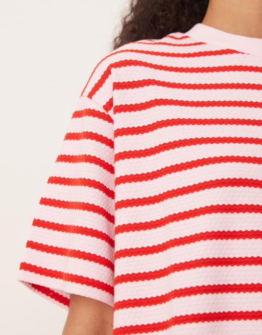 ASOS DESIGN oversized t-shirt in textured pink stripe | ASOS