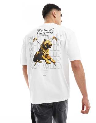 ASOS DESIGN oversized t-shirt in white with back golden statue print | ASOS