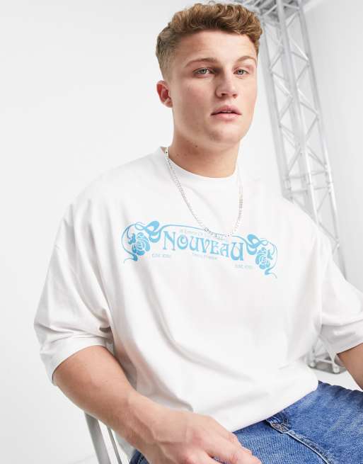 Asos Design Oversized T Shirt In Wit Met Tekstprint Op De Voorkant In