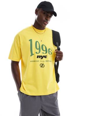 ASOS DESIGN oversized t-shirt in yellow with front print | ASOS