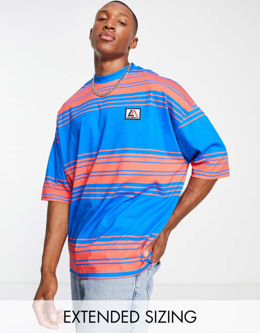 Asos Design Oversized T Shirt Med Print På Brystet I Blå Og Røde