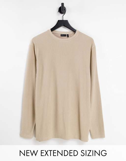 Asos Design Oversized T Shirt Met Lange Mouwen Van Zware Geribbelde