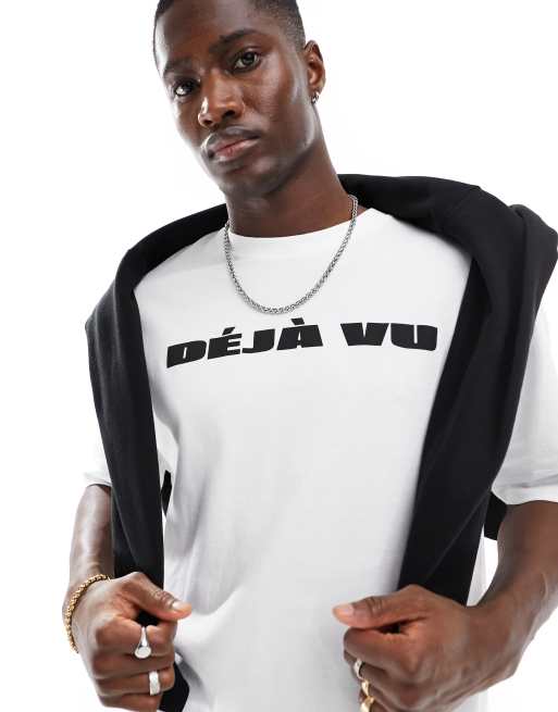Asos Design Oversized T Shirt Met Tekstprint Op De Borst In Wit Asos
