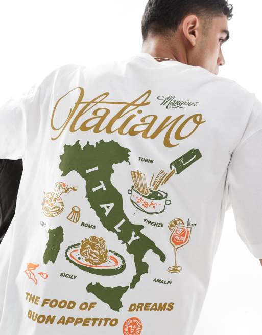 ASOS DESIGN oversized t-shirt with Italiano graphic in white | ASOS
