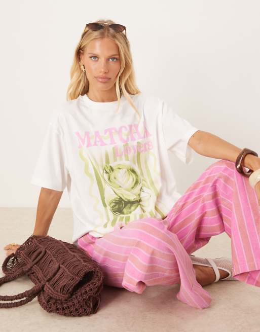 ASOS DESIGN oversized t-shirt with matcha lovers graphic in cream | ASOS