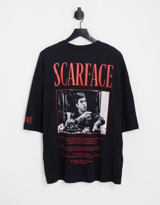 ASOS DESIGN oversized t-shirt with Scarface graphic print in black | ASOS
