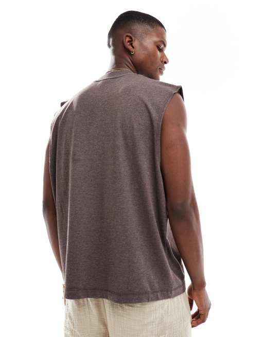 ASOS DESIGN oversized tank top in overdyed heathered brown | ASOS