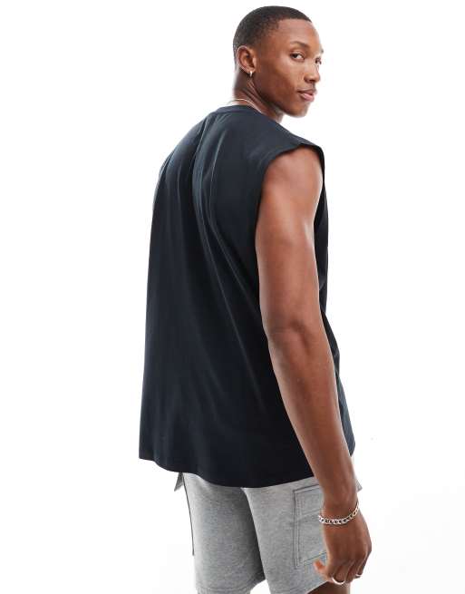 ASOS DESIGN oversized tank with butterfly chest print in black | ASOS