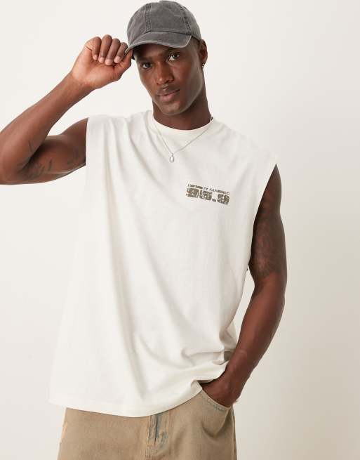 ASOS DESIGN oversized tank with cowboy graphic in cream | ASOS