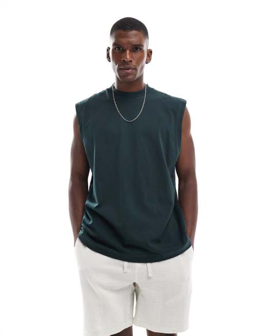 ASOS DESIGN oversized tank with running club graphic in dark green | ASOS