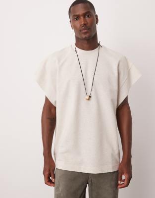 ASOS DESIGN oversized textured tank top with cap sleeves in heathered ...