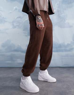 ASOS DESIGN oversized trackies in brown towelling | ASOS