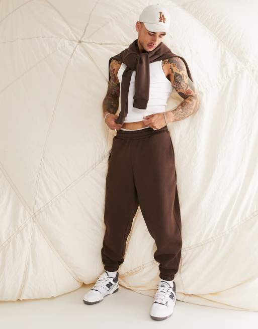 ASOS DESIGN oversized trackies in dark brown | ASOS