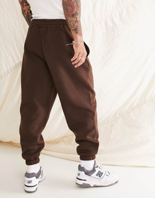 ASOS DESIGN oversized trackies in dark brown | ASOS