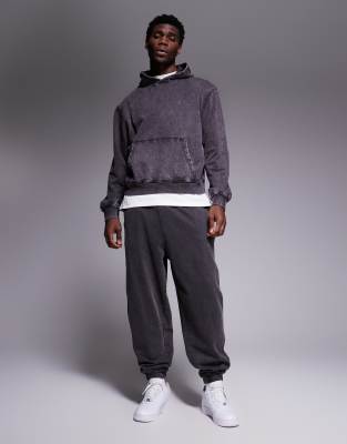 ASOS DESIGN oversized trackies in washed deep navy | ASOS