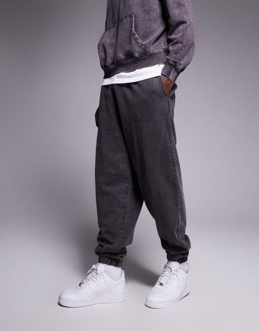 ASOS DESIGN oversized trackies in washed deep navy | ASOS