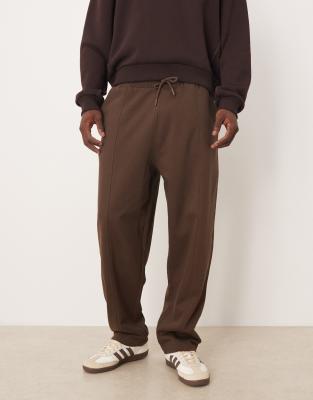 ASOS DESIGN oversized trackies with pintuck detail in brown | ASOS