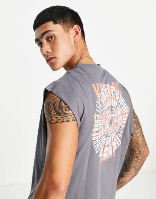 Asos Design Oversized Trägertop In Verwaschenem Schwarz Mit Text
