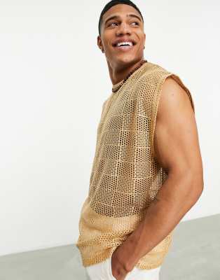 ASOS DESIGN oversized vest in beige crochet | ASOS