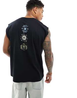 ASOS DESIGN oversized vest in black with back celestial spine print | ASOS