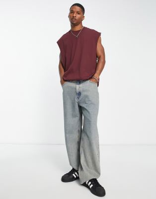 ASOS DESIGN oversized vest in burgundy | ASOS