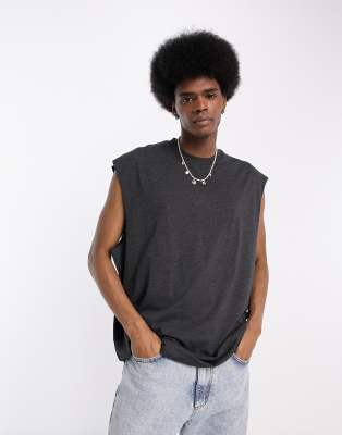 ASOS DESIGN oversized vest in charcoal marl | ASOS