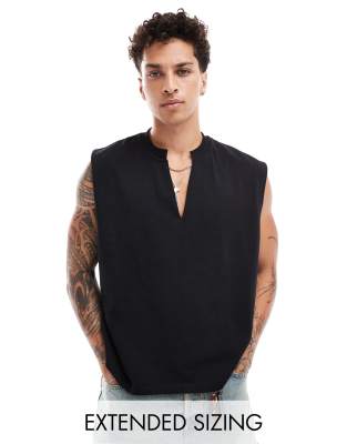 ASOS DESIGN oversized vest with v-neck in black | ASOS