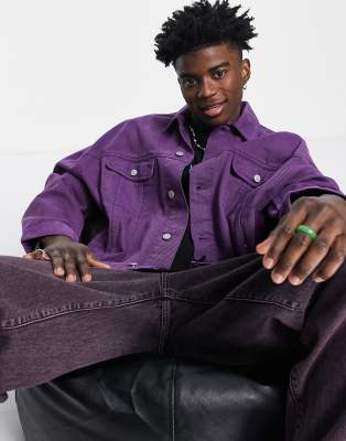 ASOS DESIGN oversized western jacket in purple overdye | ASOS