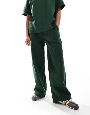 ASOS DESIGN oversized wide leg trackies in green (part of a set) | ASOS
