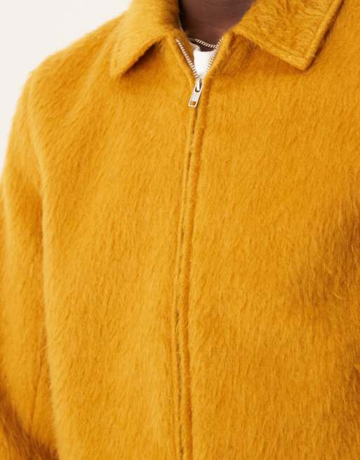 ASOS DESIGN oversized wool look harrington jacket in mustard yellow | ASOS