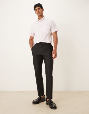 ASOS DESIGN Oxford regular short sleeve shirt in pink | ASOS