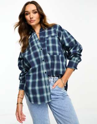 ASOS DESIGN oxford shirt in blue & green check | ASOS