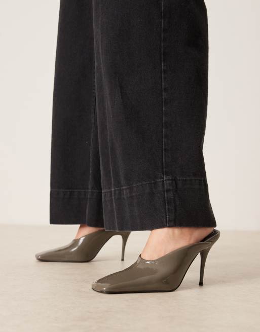 ASOS DESIGN Pablo ultimate square toe high heel mules in gray | ASOS