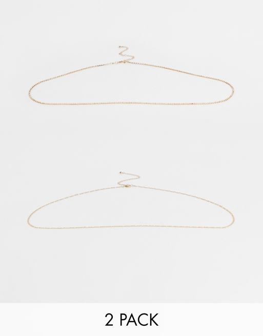 ASOS DESIGN pack of 2 belly chain in crystal cupchain and figaro design ...