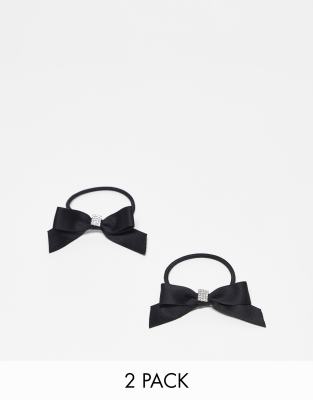 ASOS DESIGN pack of 2 hair bows with diamante detail in black | ASOS