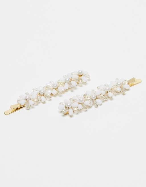 ASOS DESIGN pack of 2 hair clips with floral design | ASOS