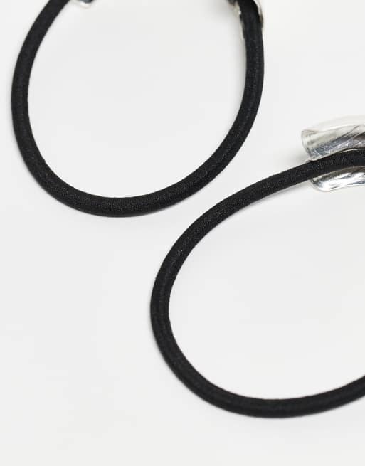 ASOS DESIGN pack of 2 hair elastics with hammered design cuffs in worn ...
