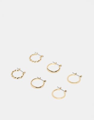 ASOS DESIGN pack of 3 20mm hoop earrings in gold | ASOS