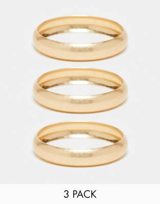 ASOS DESIGN pack of 3 bangles in brushed gold tone | ASOS