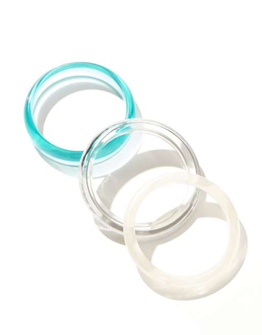 ASOS DESIGN pack of 3 bangles in clear resin detail | ASOS