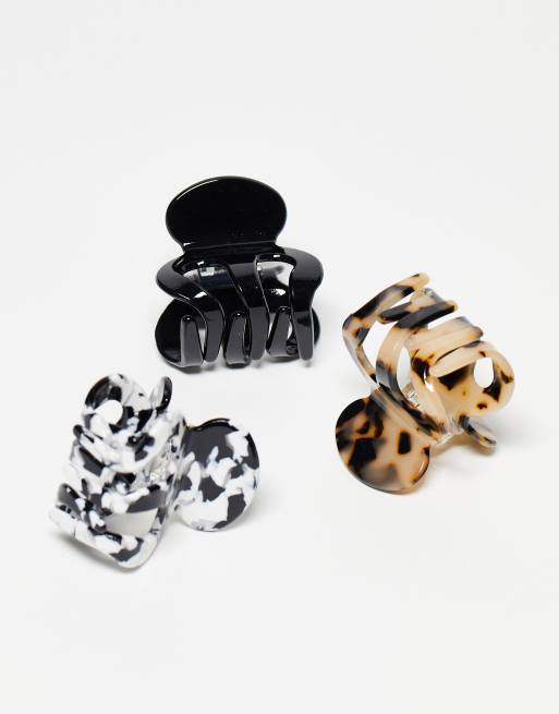 ASOS DESIGN pack of 3 hair claws in neutrals | ASOS