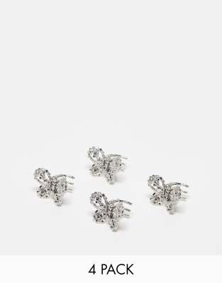 ASOS DESIGN pack of 4 butterfly shape clips in silver tone | ASOS