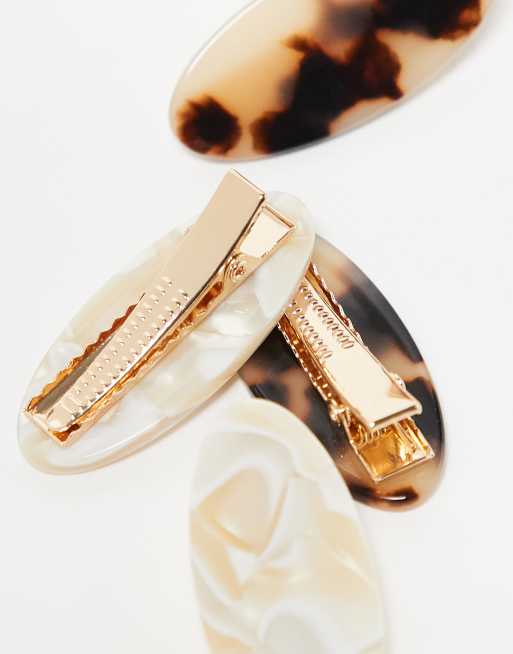 ASOS DESIGN pack of 4 hair clips with enamel detail in multi | ASOS