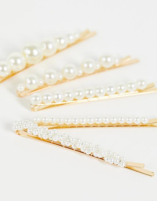 ASOS DESIGN pack of 5 hair clips in pearl design | ASOS