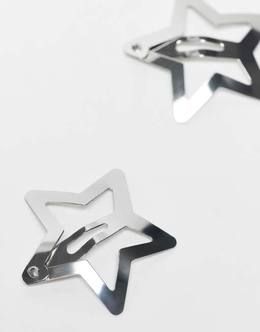 ASOS DESIGN pack of 6 hair clips with star detail in silver tone | ASOS