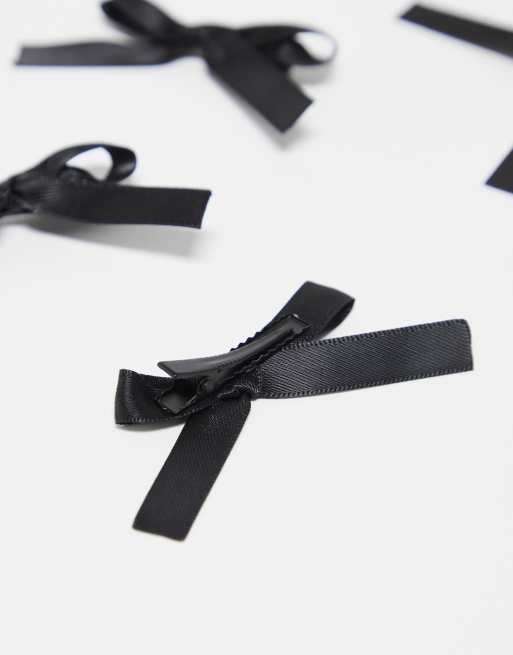 ASOS DESIGN pack of 6 mini bow hair clips in black | ASOS