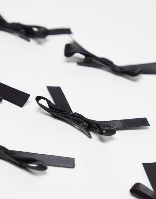 ASOS DESIGN pack of 6 mini bow hair clips in black | ASOS