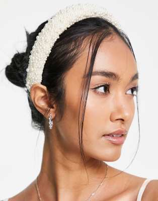 ASOS DESIGN padded headband in all over pearl design | ASOS