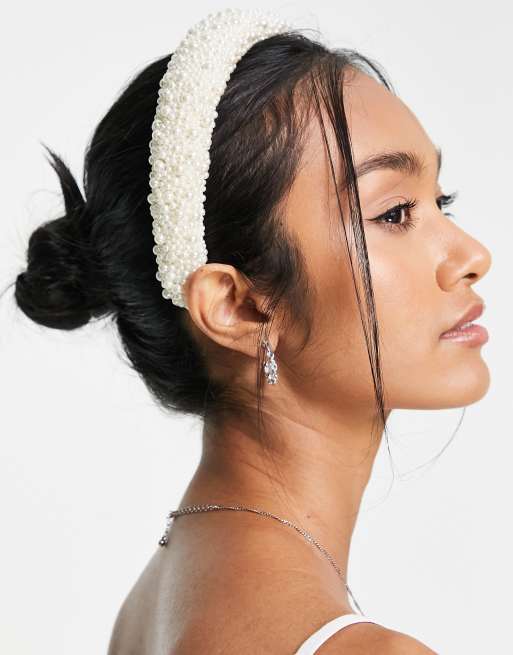ASOS DESIGN padded headband in all over pearl design | ASOS