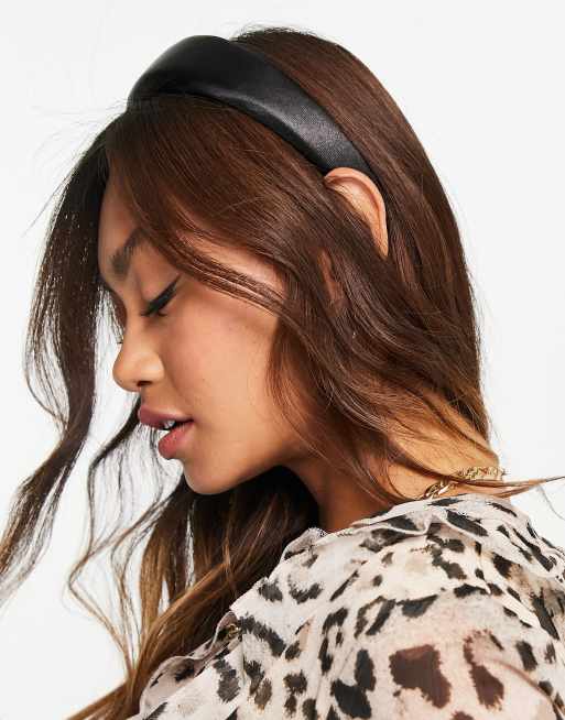 ASOS DESIGN padded headband in black satin | ASOS